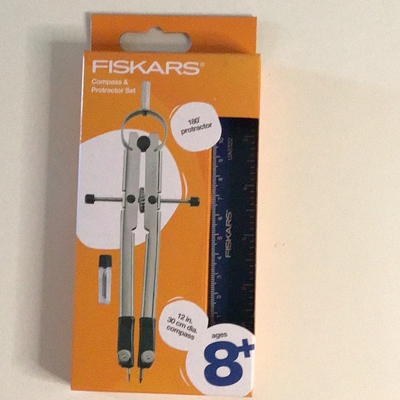 Fiskars | Office | Blue And Silver Compass Protractor Set | Poshmark
